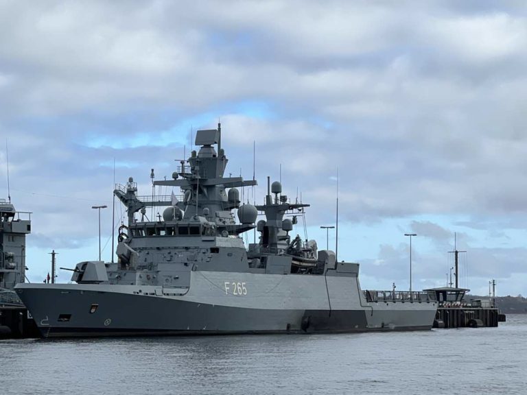 F 265 Köln Braunschweig-class corvette at the Kiel naval base ...