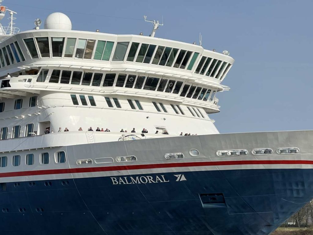 Cruise ship Balmoral arriving in Kiel on April 14, 2023 ...