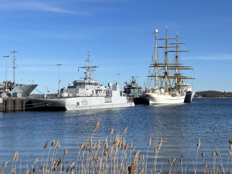 Naval vessels at the naval base in Kiel on February 19, 2023 ...