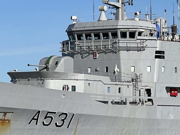 Naval vessels at the naval base in Kiel on February 19, 2023 ...